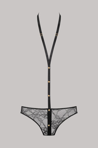 Maison Close l Culotte ouvrable & harnais noire - Jeux Magnétiques